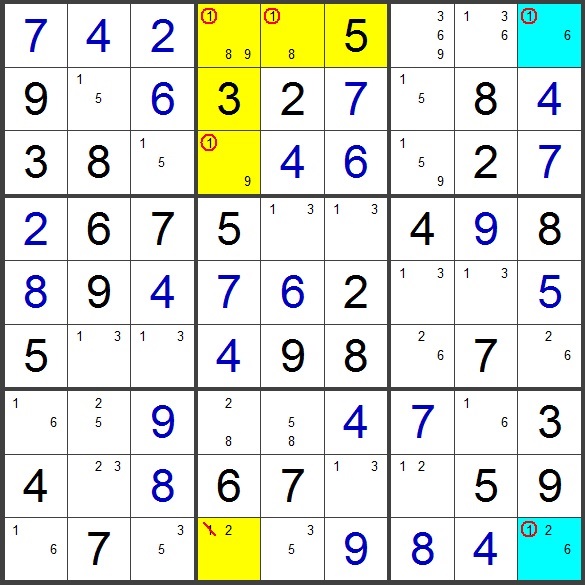 Jet Sudoku Tutorial - Empty Rectangle (hinge)